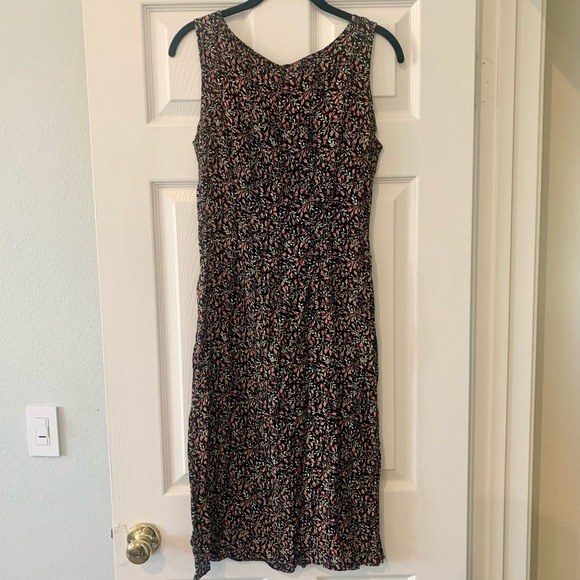 Dresses | Vintage 9s Kamellia By Pr Black Floral Tie Back Dress Size ...